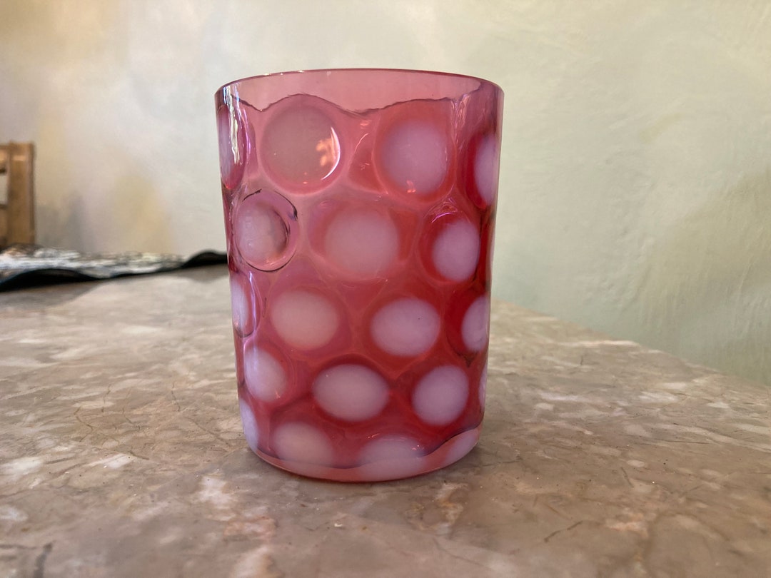 Fenton Cranberry Coin Dot Glass - Etsy