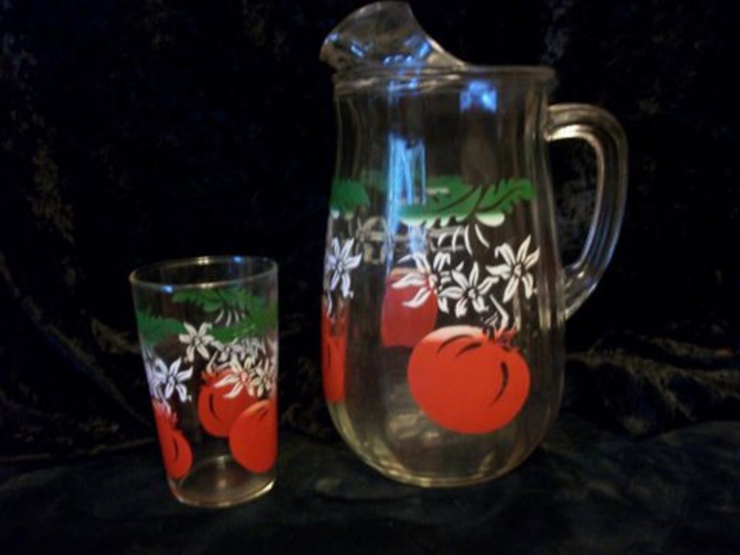 Pitcher & Glass Tomato Juice Set - Etsy