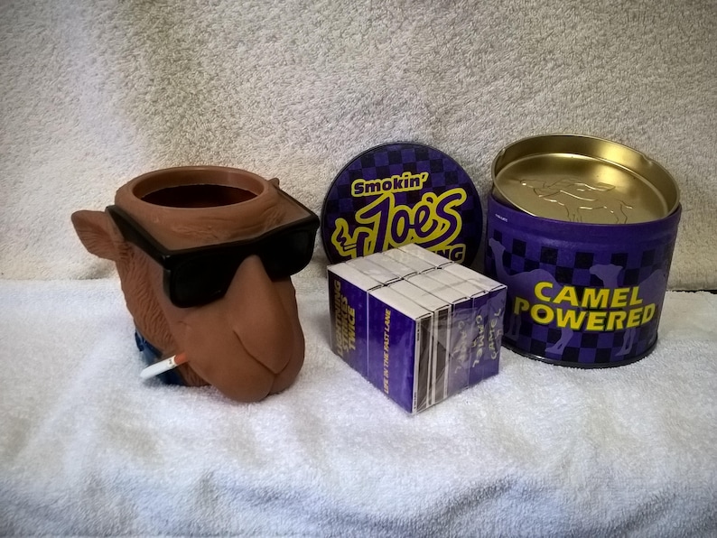Camel Smokin Joe Drink Holder & Joe's Round Matchbox Tin - Etsy