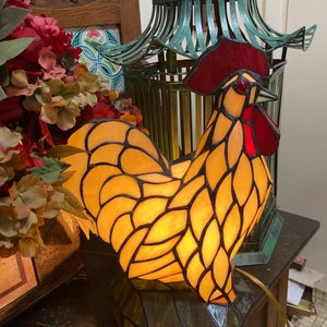 Stained Glass Chicken Lamp - Etsy