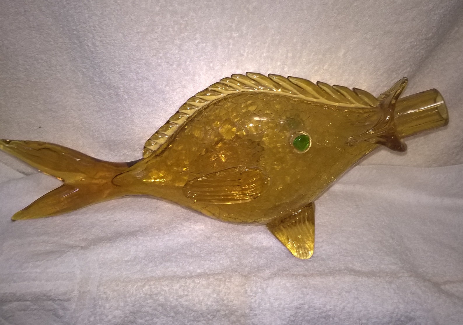 Crackle Glass Fish Decanter 16.5 by 7 Tall | Etsy