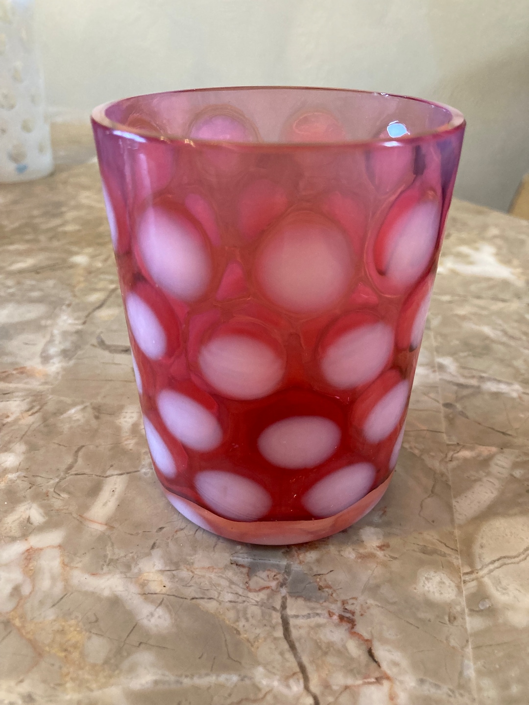 Fenton Cranberry Coin Dot Glass - Etsy