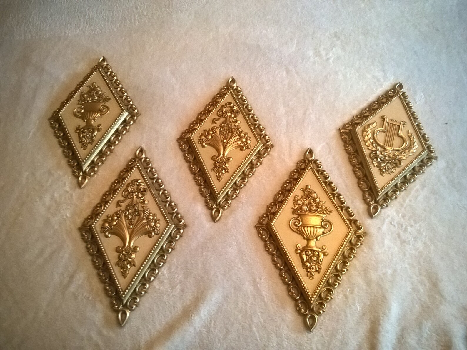 Homco Large Gold Baroque Plaques Signed & Numbered Set of 5 | Etsy