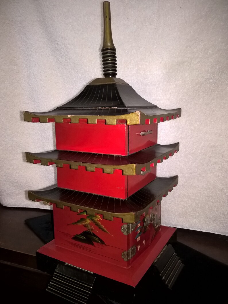 Japanese Pagoda Music Jewelry Box Plus Lucky Seven Gods - Etsy