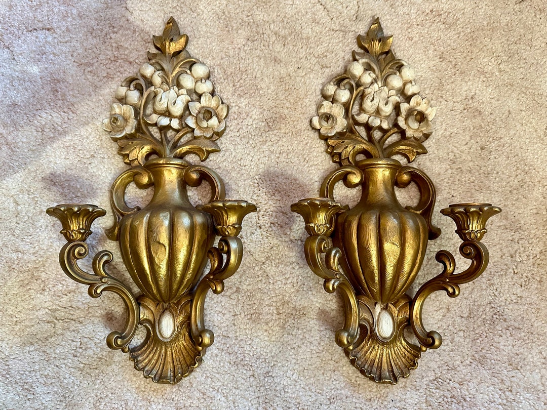Large Wall Sconces in Burnished Gold Pair 20" X 10" - Etsy