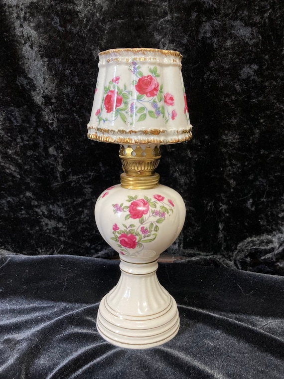 Hand Painted Oil Lamp 9 Tall | Etsy