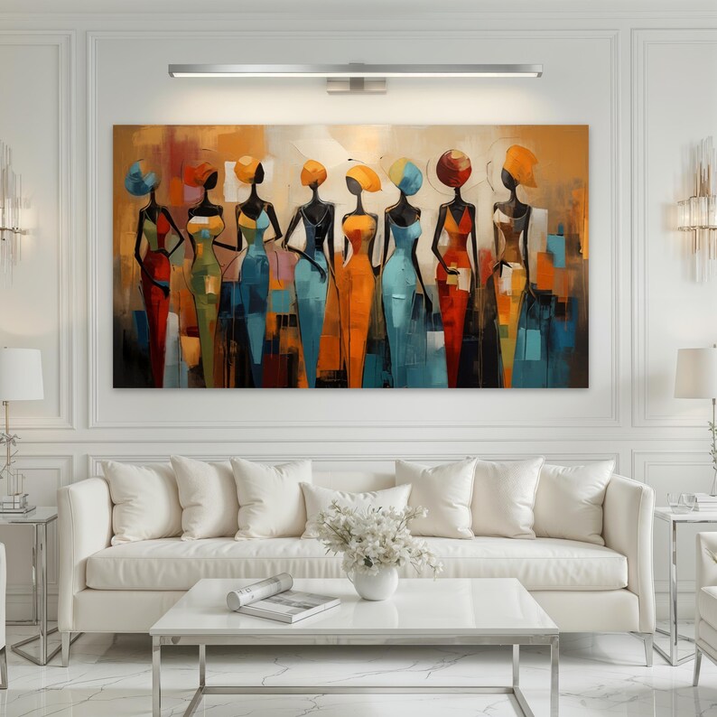 Abstract Women Portrait Canvas Print Wall Art, Colorful Fashion Figure ...
