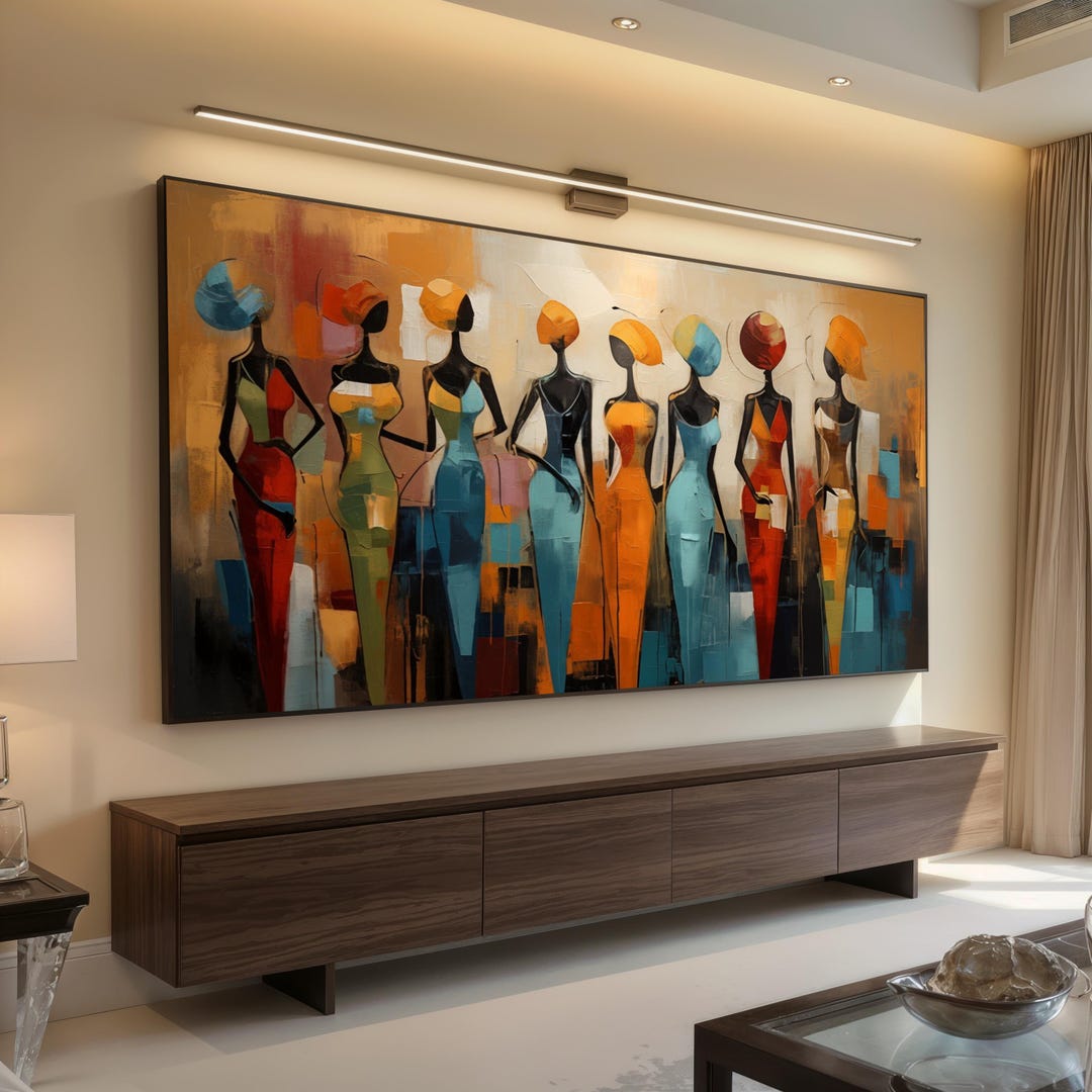 Abstract Women Portrait Canvas Print Wall Art, Colorful Fashion Figure ...