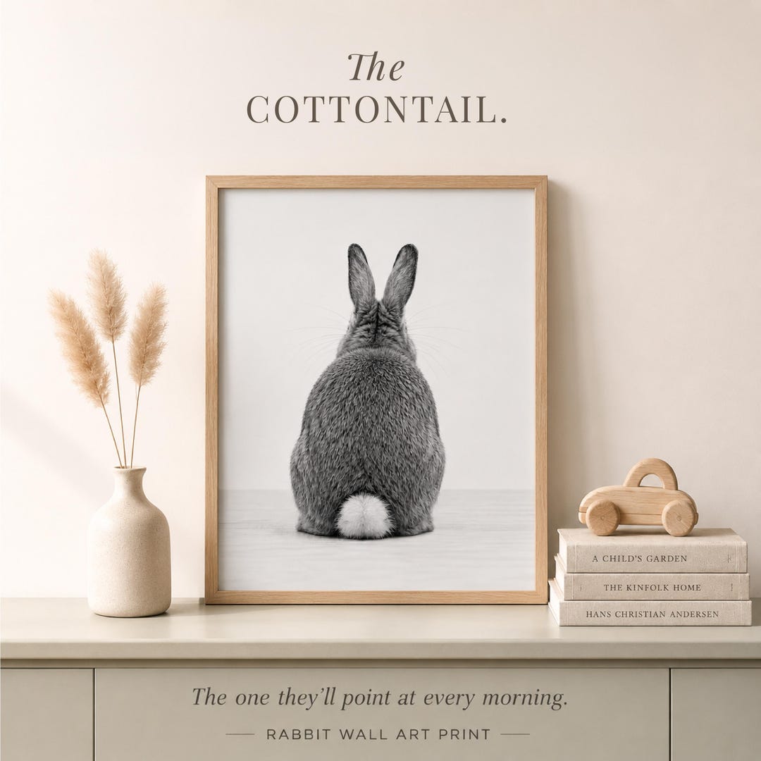 The Cottontail Rabbit Back View Print, Woodland Nursery Animal Art ...