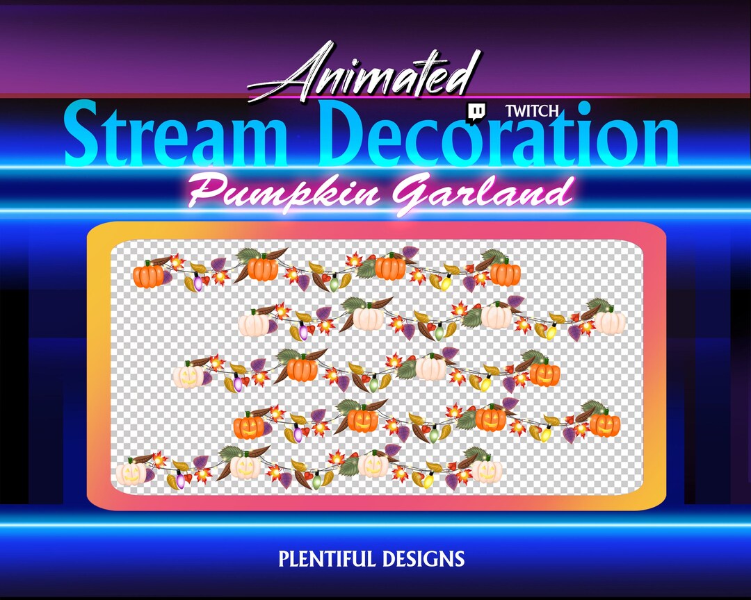 Stream Decorations | Animated Pumpkin Garland | White Pumpkins | Orange ...