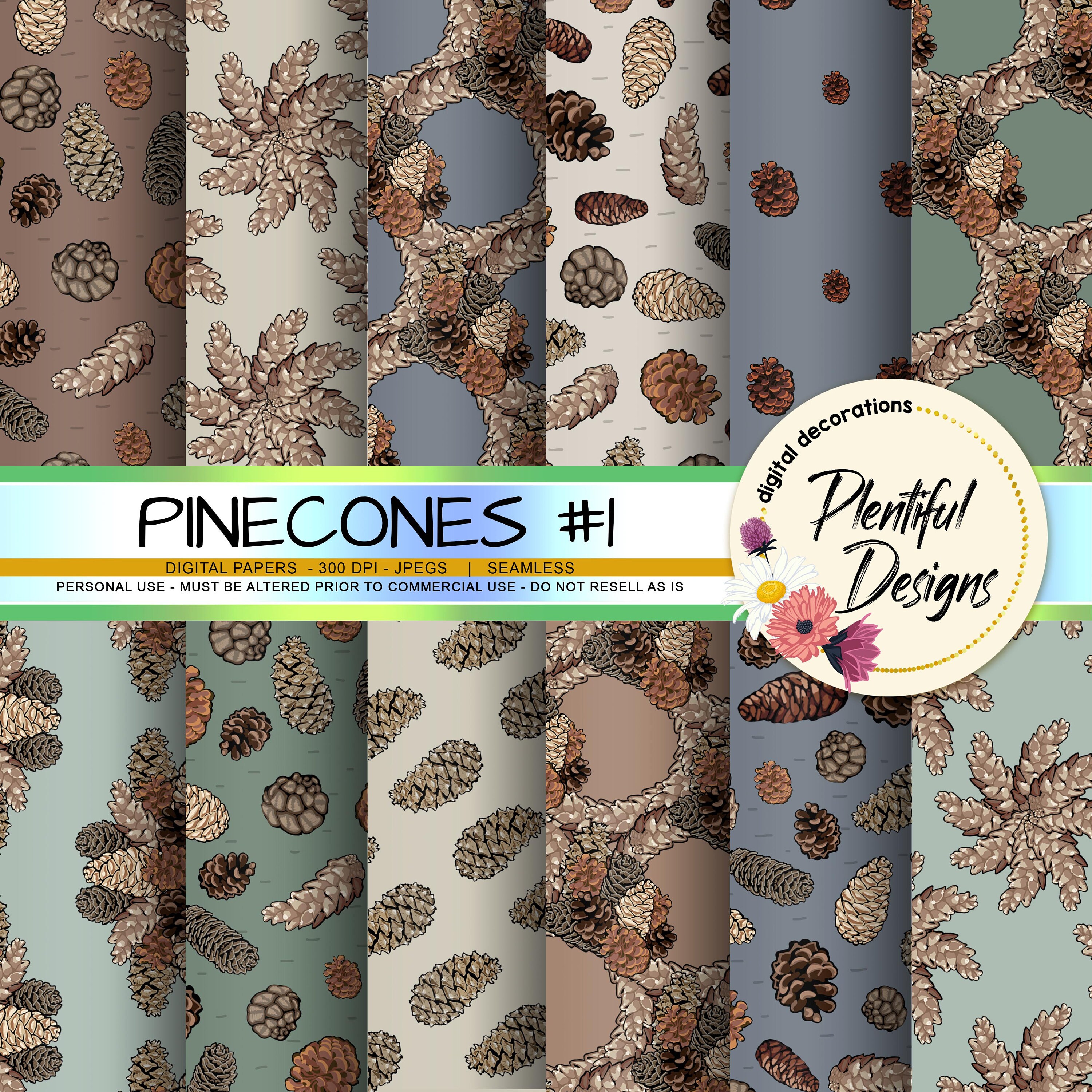 Fall Pine Cone Digital Paper Seamless Designs You Print - Etsy