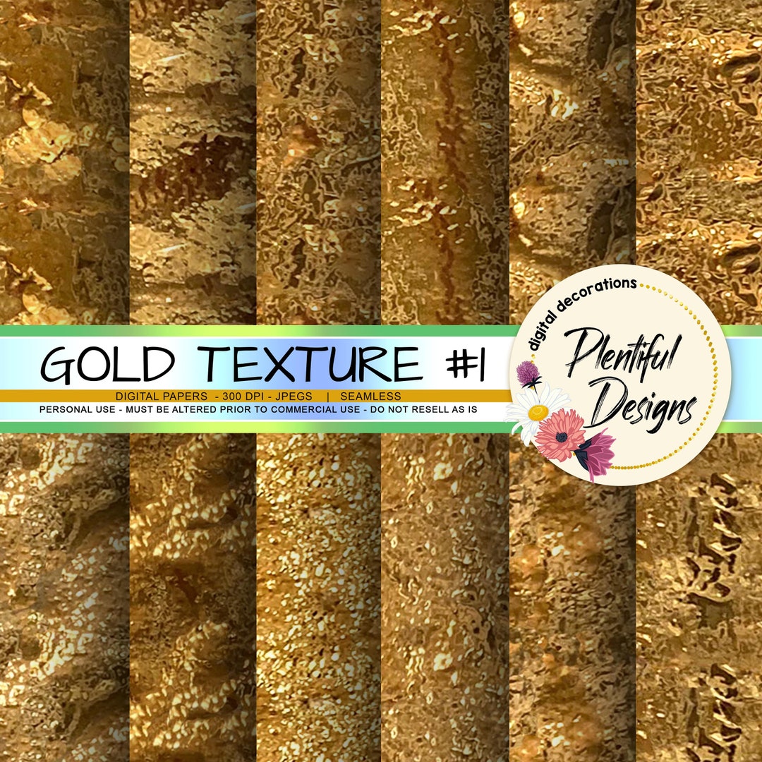 Gold Digital Paper - Seamless 12x12 - Foil - You Print, Gold Planner ...