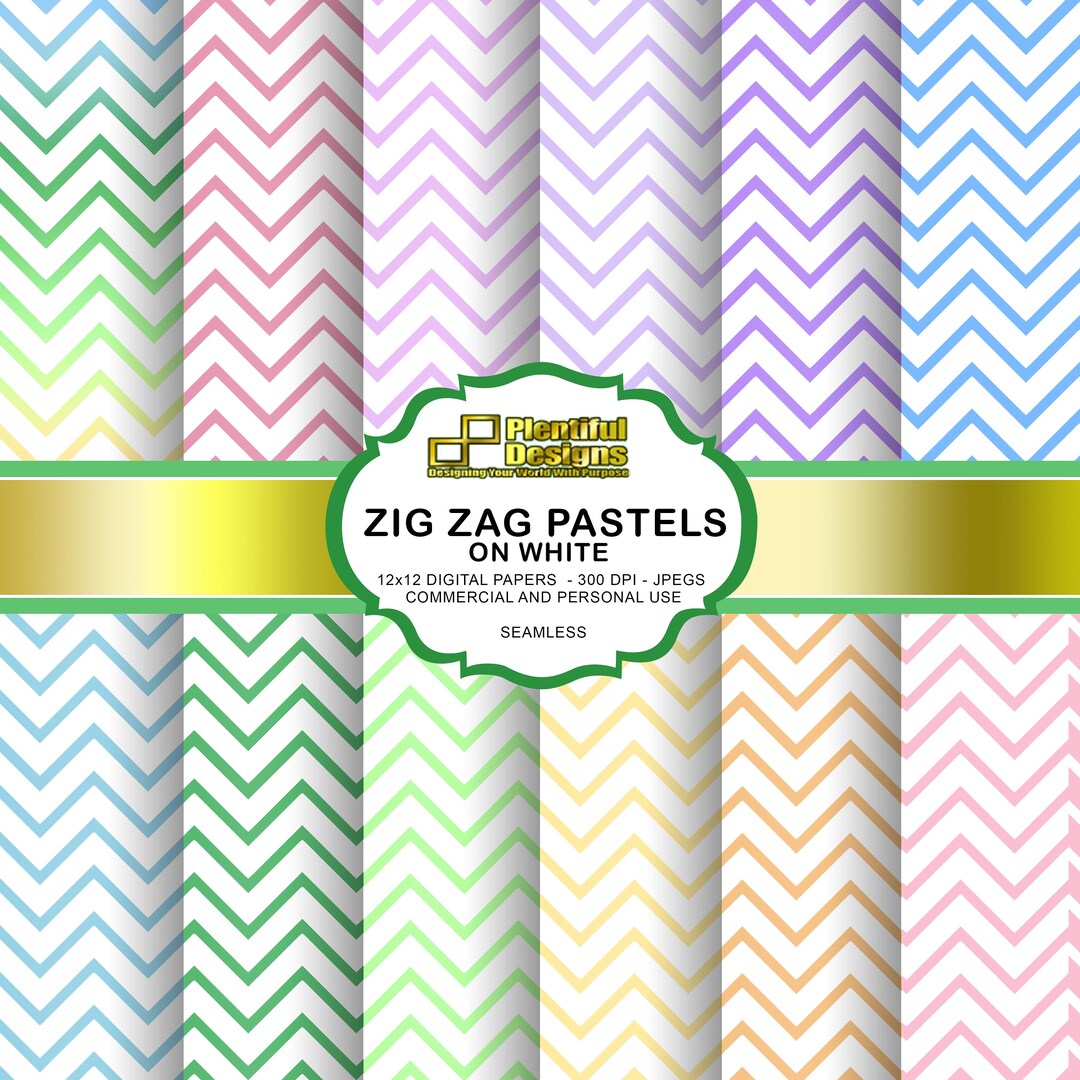Pastel Zig Zag Digital Paper - Seamless You Print - - Etsy