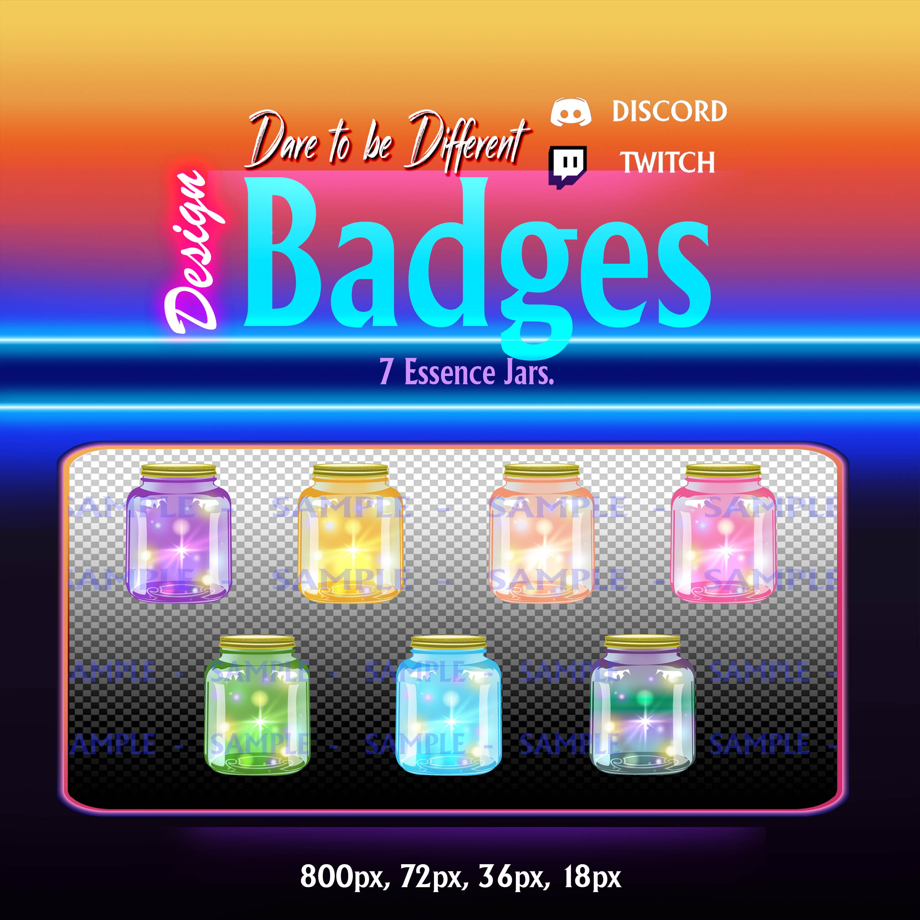 7 Essence Jar Badges - Twitch and Discord - 72x72, 36x36, 18x18 - Etsy