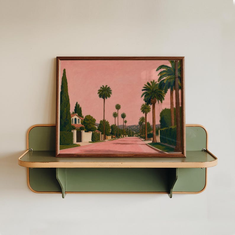 Pink Palms – Palm Tree Street Poster, Dreamy California Wall Art Print ...