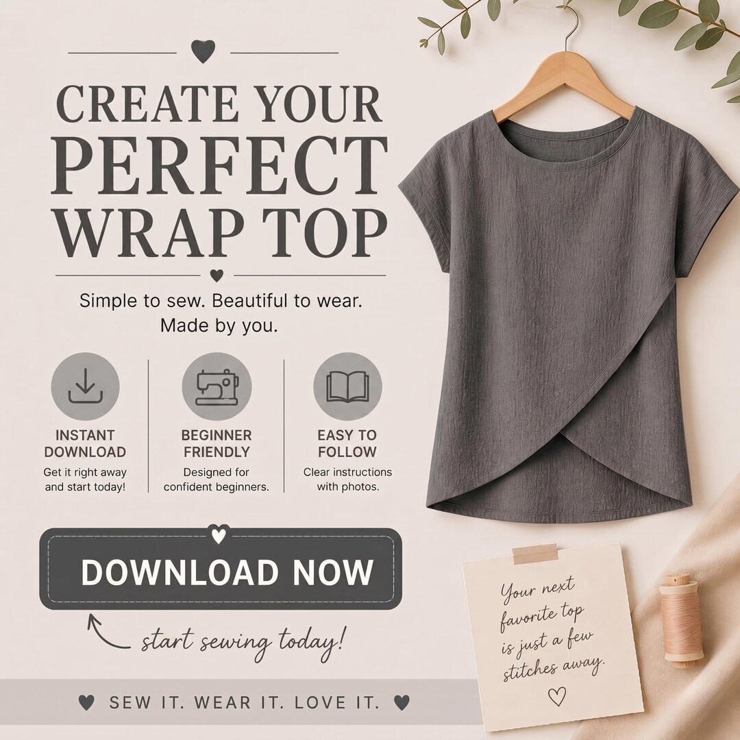 Wrap Top Sewing Pattern PDF | Women Wrap Blouse Pattern | Beginner ...