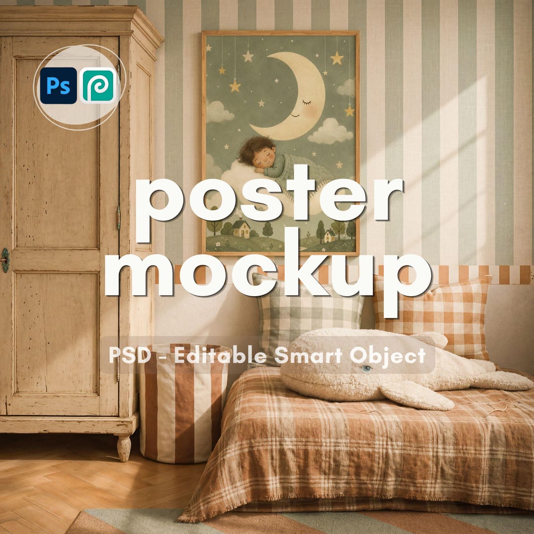 Realistic Nursery Mockup, Vertical Frame, Neutral Kids Room, Poster ...