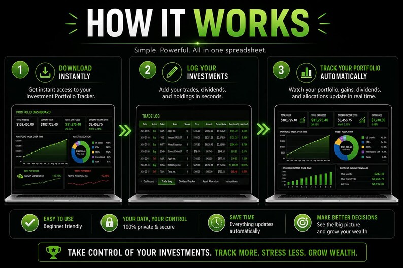 Investment Portfolio Tracker Excel Spreadsheet | Stock & ETF Tracker ...