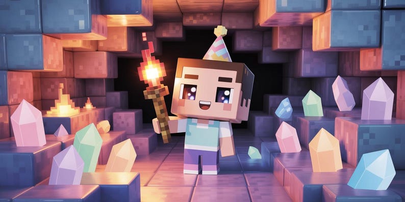 Minecraft Birthday Party Invitations | Canva Digital Invitation | Chibi ...