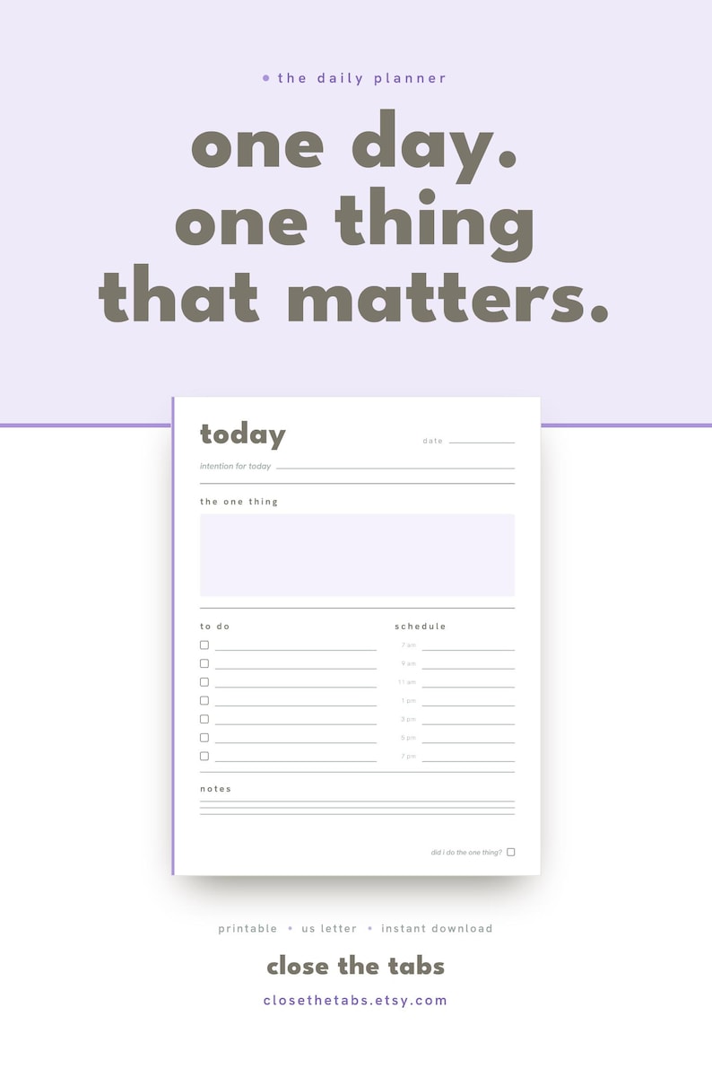 Daily Planner - Printable | Easy to Use, No Stress, Minimal, Organized ...