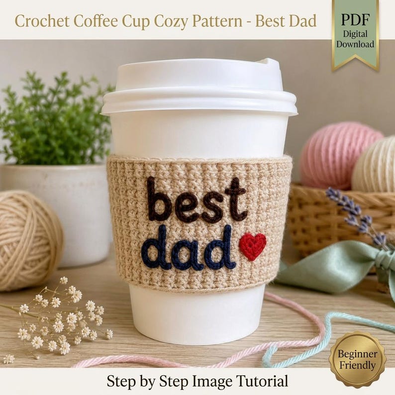 Crochet Cup Cozy Pattern | Dad Coffee Sleeve | Beginner Friendly PDF - Etsy