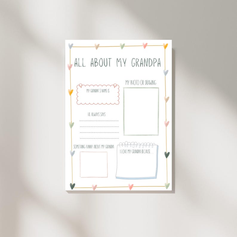 Family Questionnaire Printable Bundle, All About Mom Dad Grandma ...