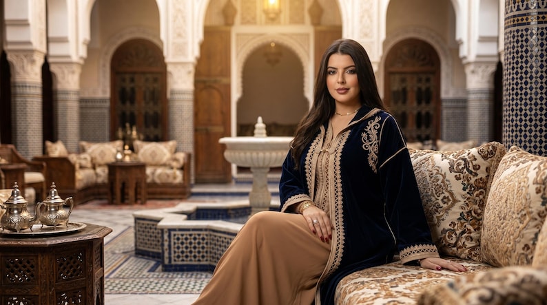 Djellaba marocaine de luxe deux pièces avec caftan | Robe d'invitée de ...