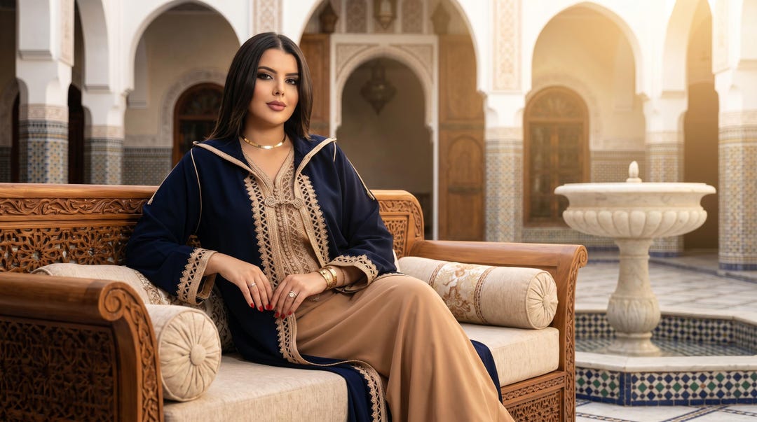 Djellaba marocaine de luxe deux pièces avec caftan | Robe d'invitée de ...