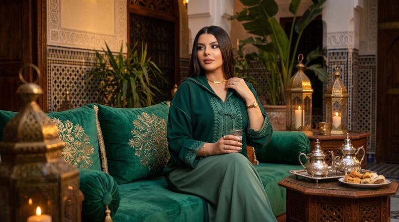 Djellaba marocaine de luxe deux pièces avec caftan | Robe d'invitée de ...