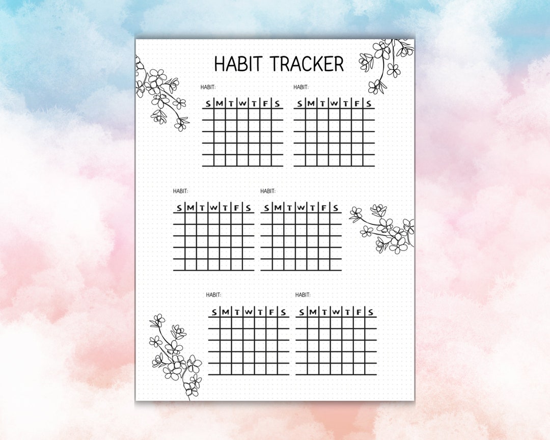 Habit Tracker Bullet Journal Page Printable, Habit Tracker Template ...