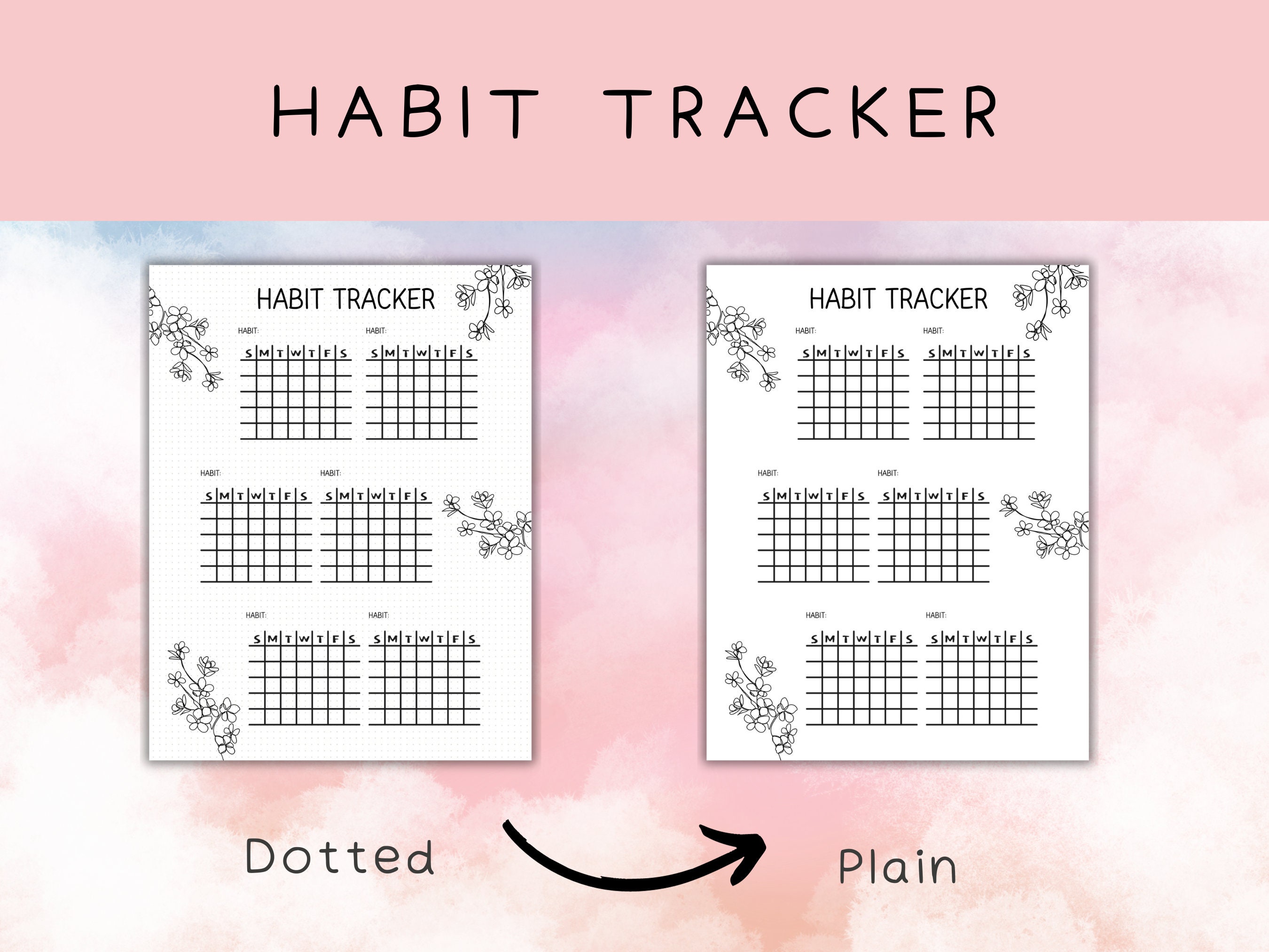 Habit Tracker Bullet Journal Page Printable, Habit Tracker Template ...