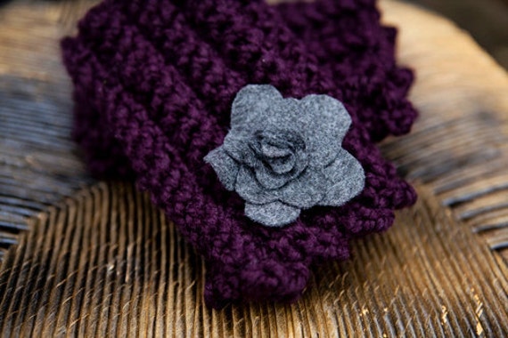 Items similar to Purple Crochet Fingerless Gloves in rich Plum color on ...