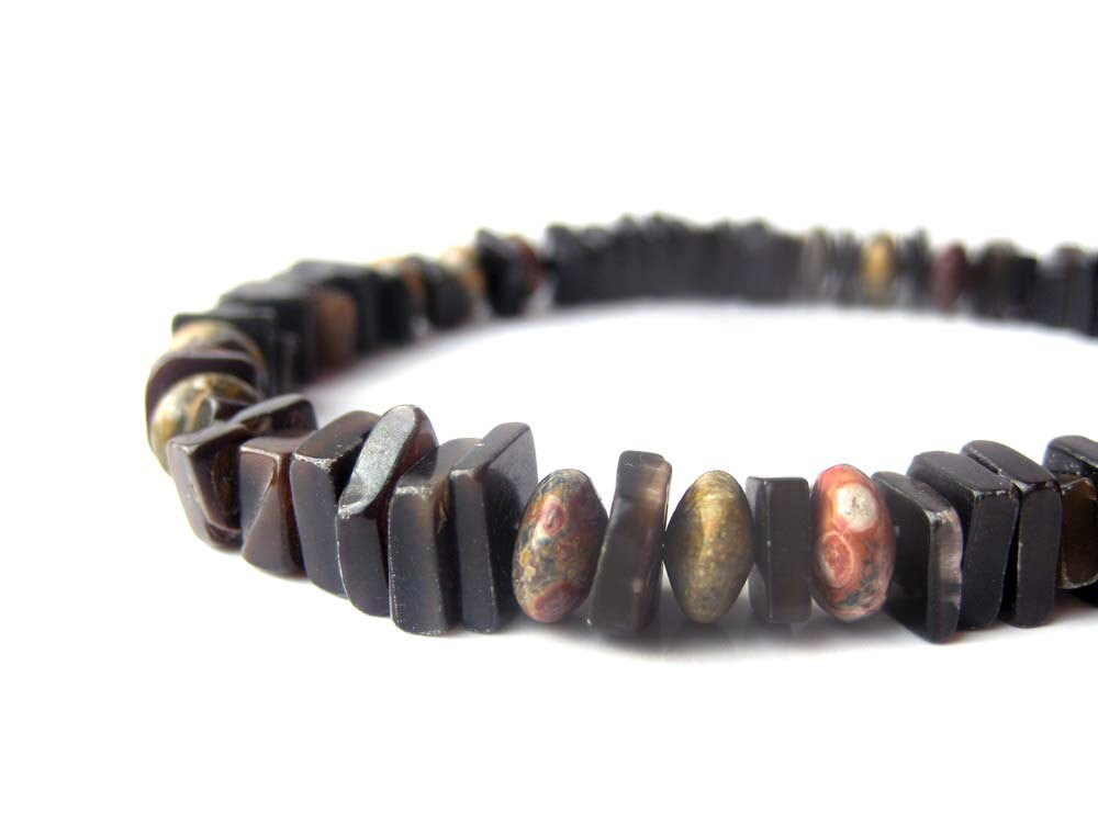 Men's Beaded Bracelet Black shell bracelet for men with | Etsy