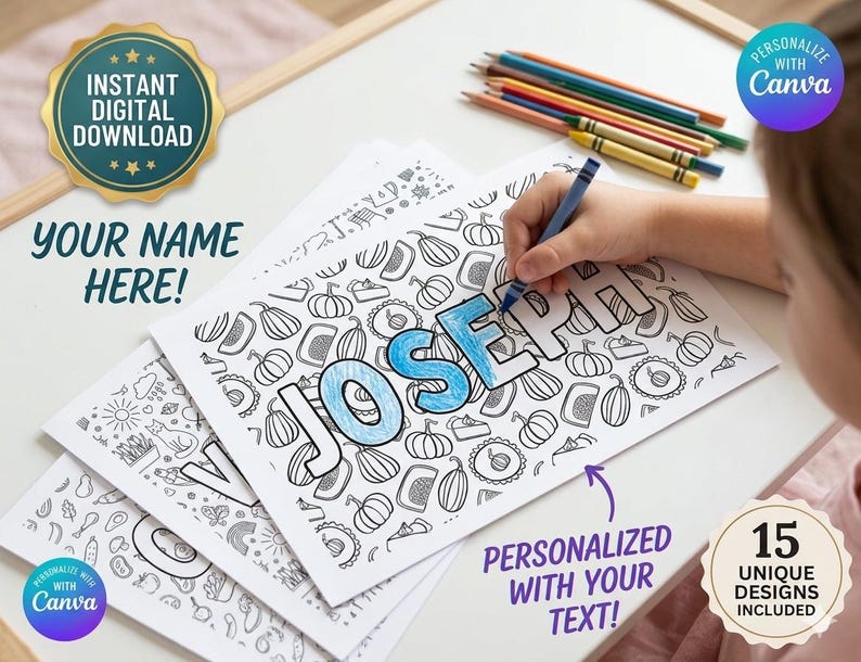 Custom Name Coloring Pages Editable Kids Printable Birthday Activity ...