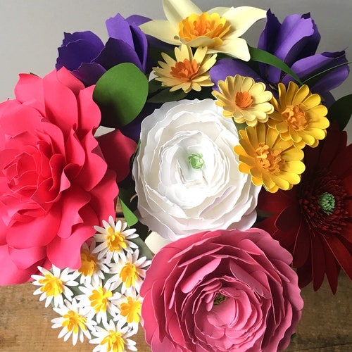 Multicolor Paper Flower Bouquet Paper Anniversary First - Etsy