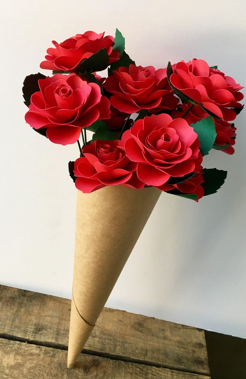Red Paper Roses Red Roses Paper Bouquet Centerpiece - Etsy