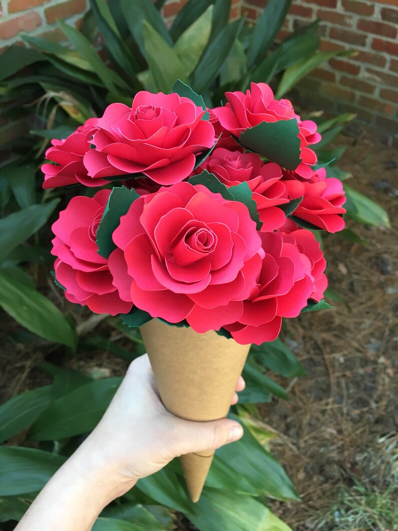 Red Paper Roses Red Roses Paper Bouquet Centerpiece - Etsy