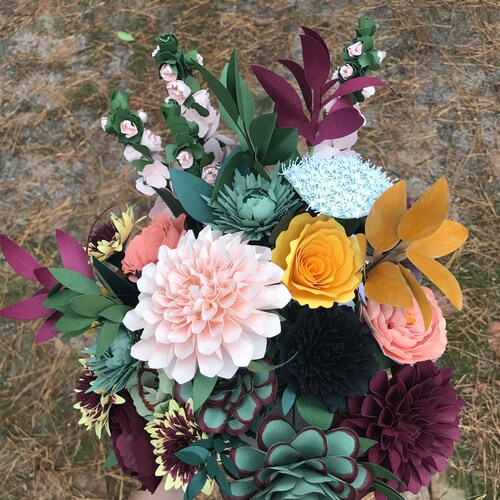 Multicolor Paper Flower Bouquet Paper Anniversary First - Etsy