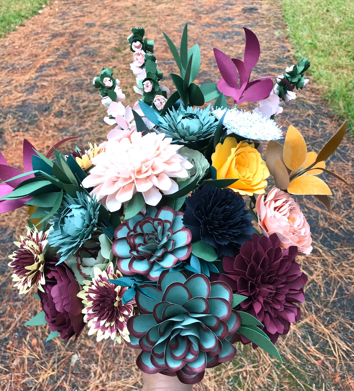 Bohemian Multicolor Paper Flower Bouquet, Wedding Bouquet Recreation ...