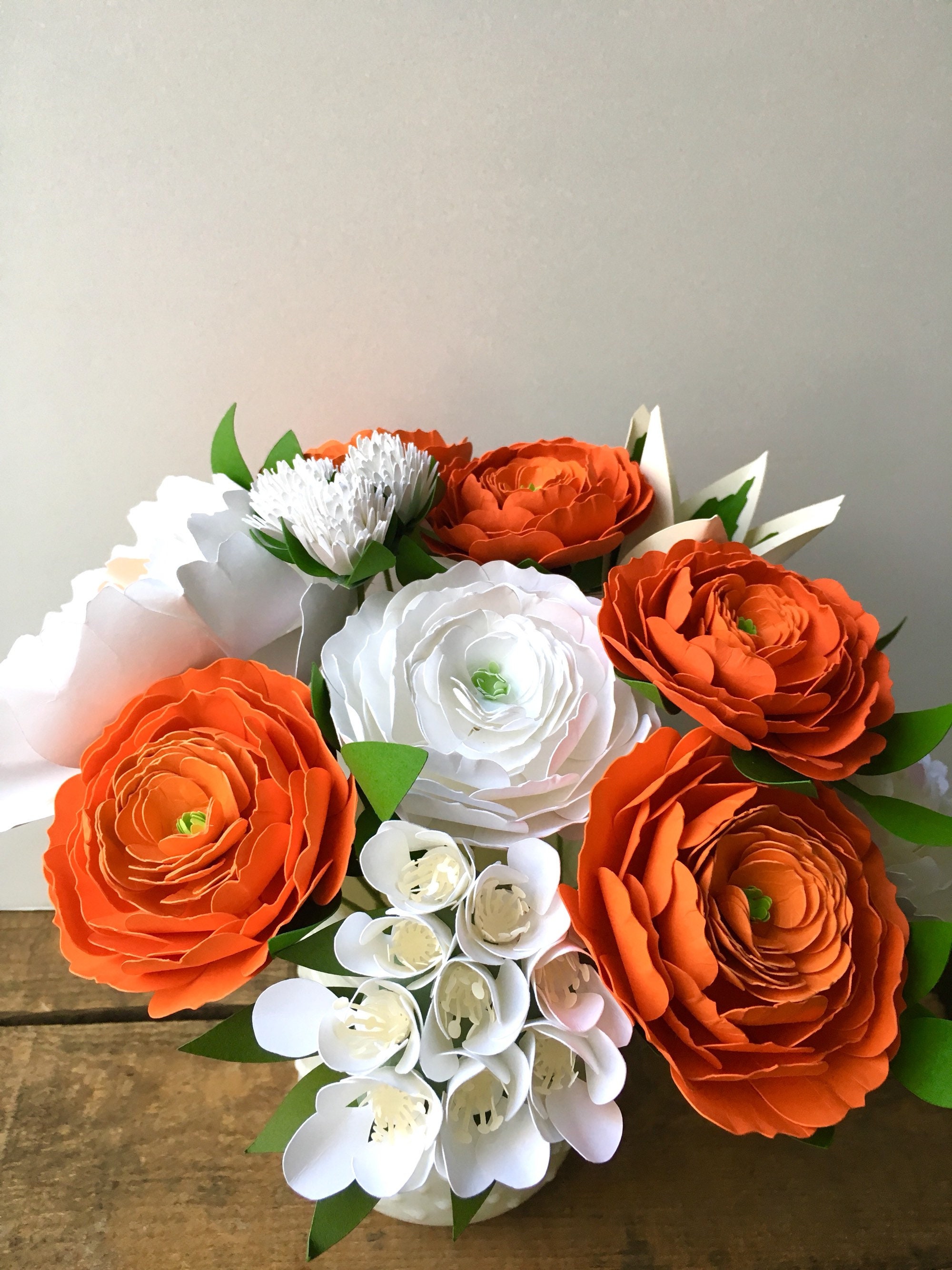 Orange Citrus and White Paper Flower Bouquet Wedding Bouquet | Etsy