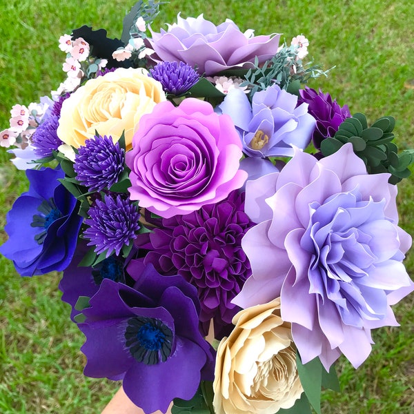 Purple Paper Flowers - Etsy