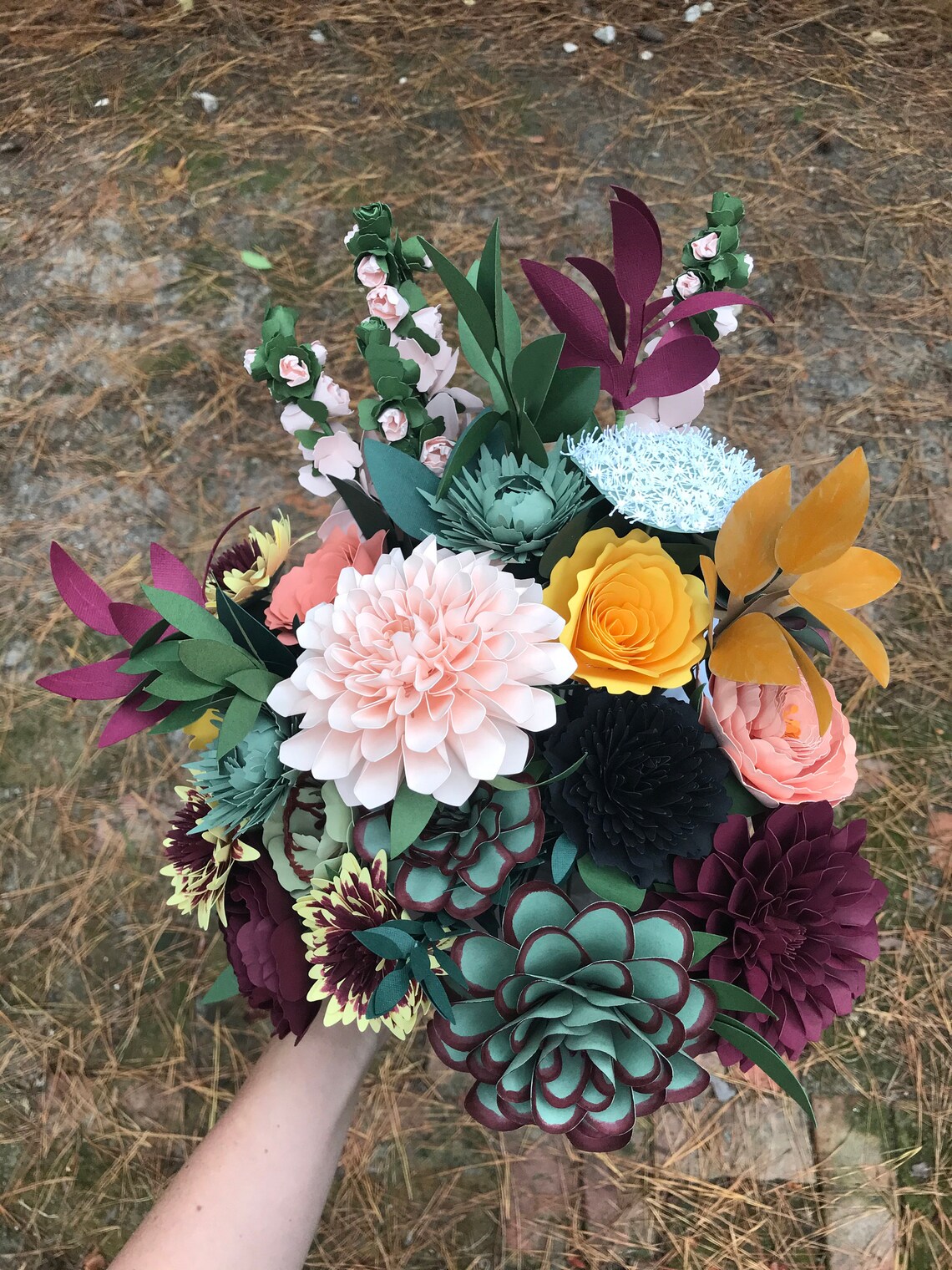Bohemian Multicolor Paper Flower Bouquet, Wedding Bouquet Recreation ...