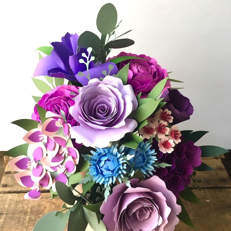 Purple Paper Flowers - Etsy