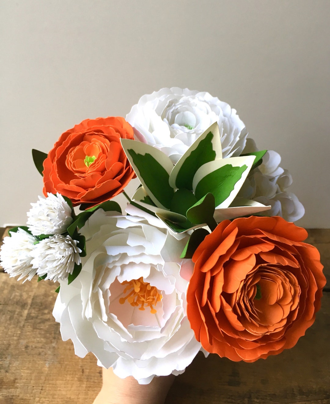 Orange Citrus and White Paper Flower Bouquet, First Anniversary, Paper ...