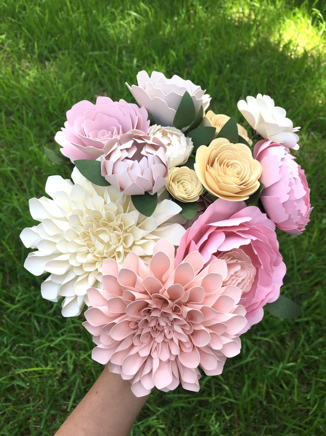 Light Pink and Cream Paper Flower Bouquet, Wedding Bouquet Recreation ...