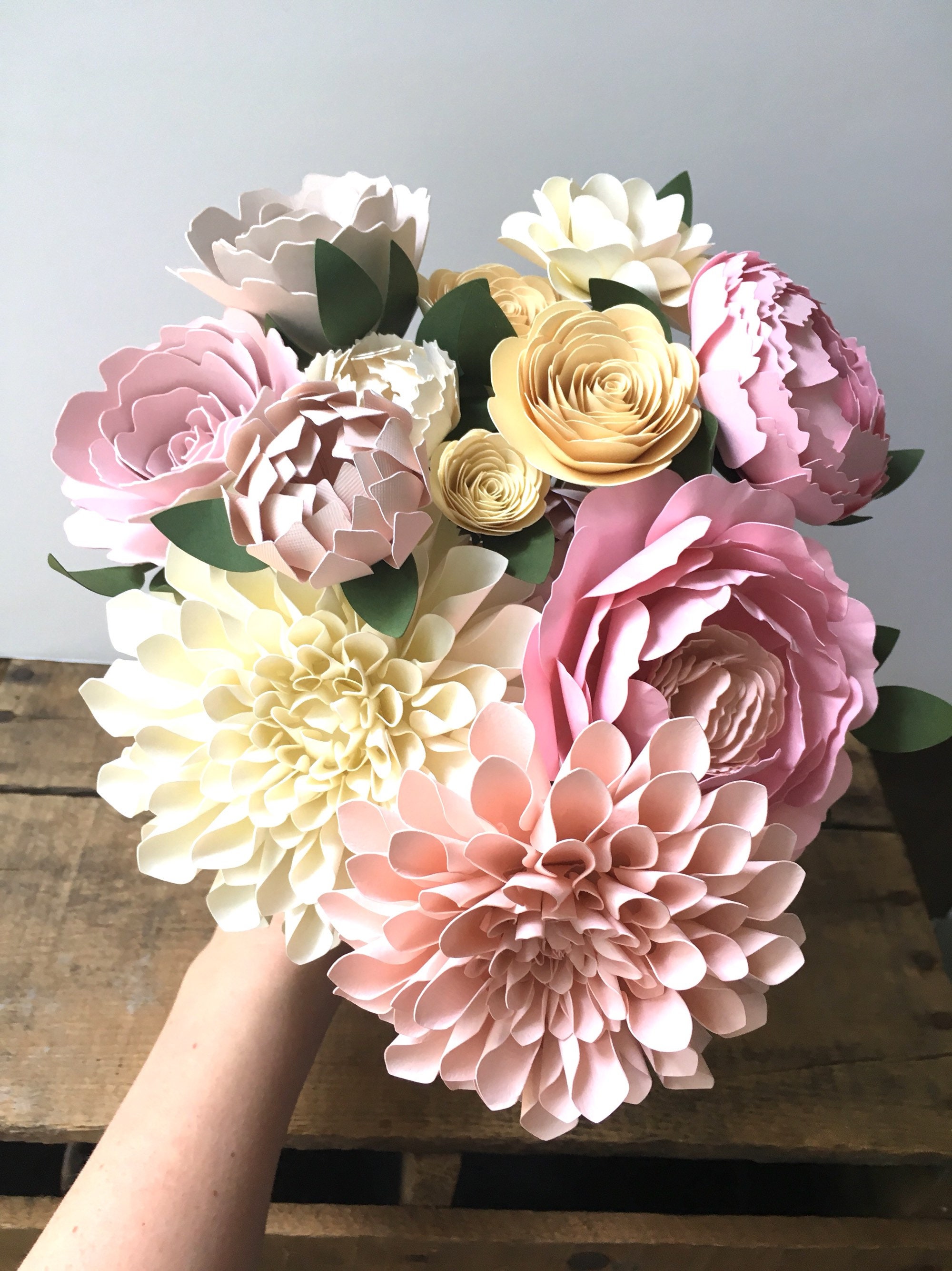 Light Pink and Cream Paper Flower Bouquet Wedding Bouquet | Etsy