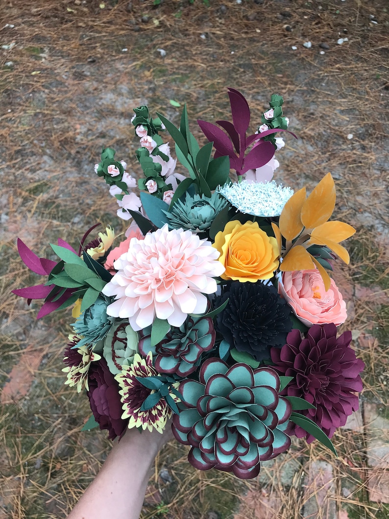 Bohemian Multicolor Paper Flower Bouquet, Wedding Bouquet Recreation ...