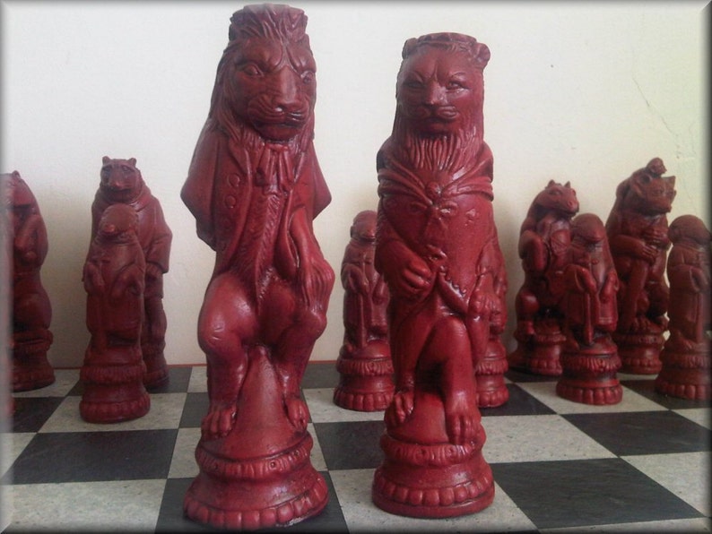 Large Hand Crafted Reynard the Fox Chess Set Antique Red and - Etsy ...