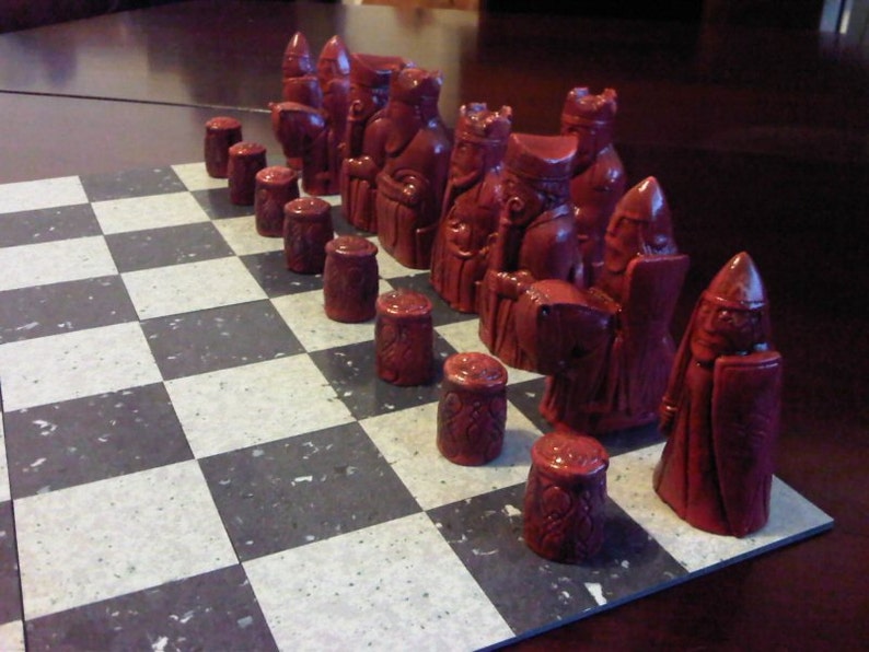 Classic Isle of Lewis Chess Set Moroccan Red and Antique - Etsy Australia
