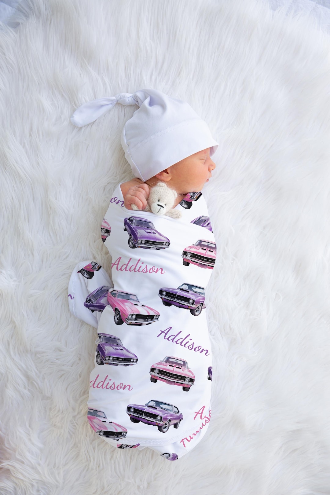 Muscle Cars Baby Name Swaddle, Hot Rods Girl Blanket, Race Cars ...